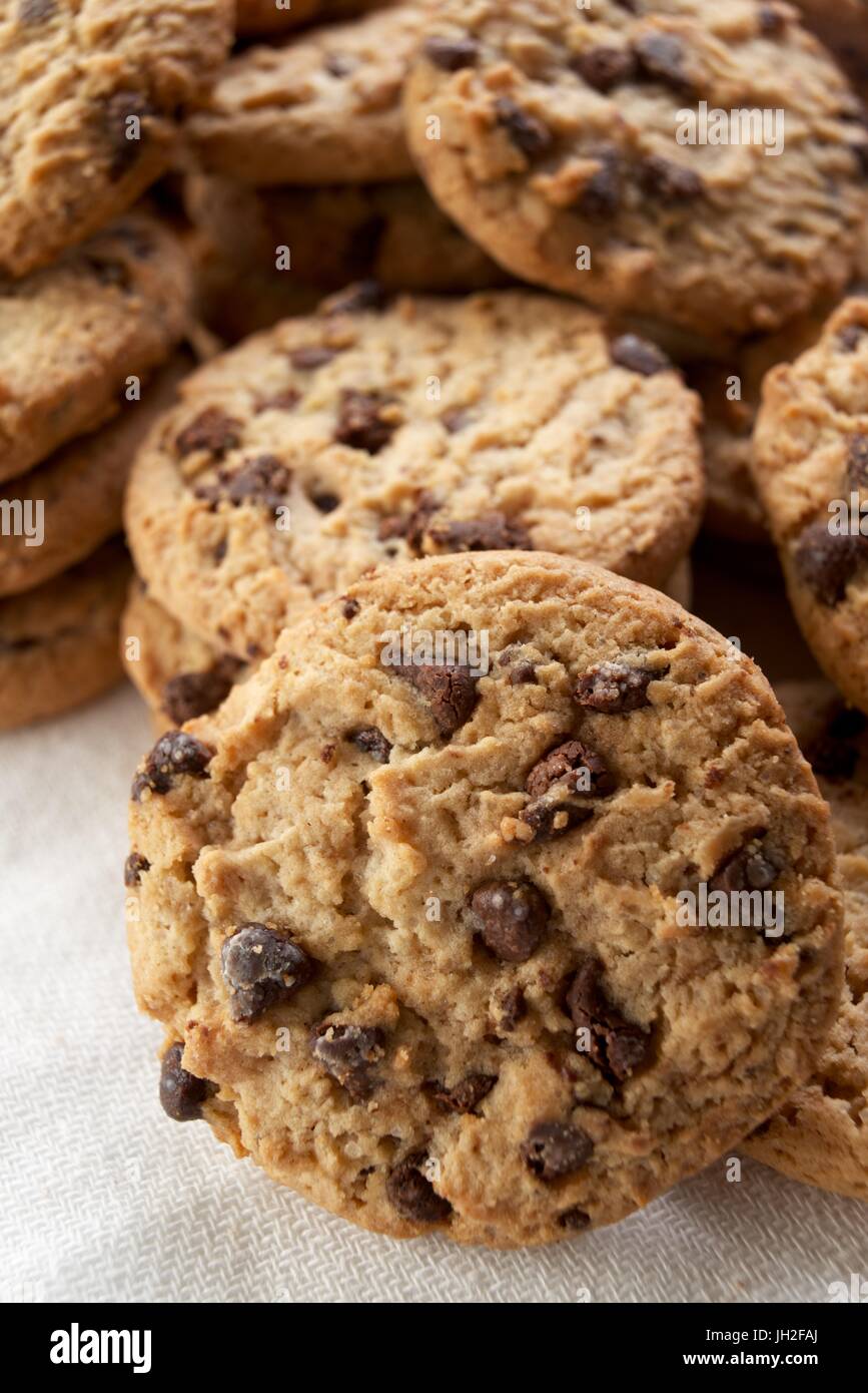 Group of chocolate chips cookies Stock Photo - Alamy