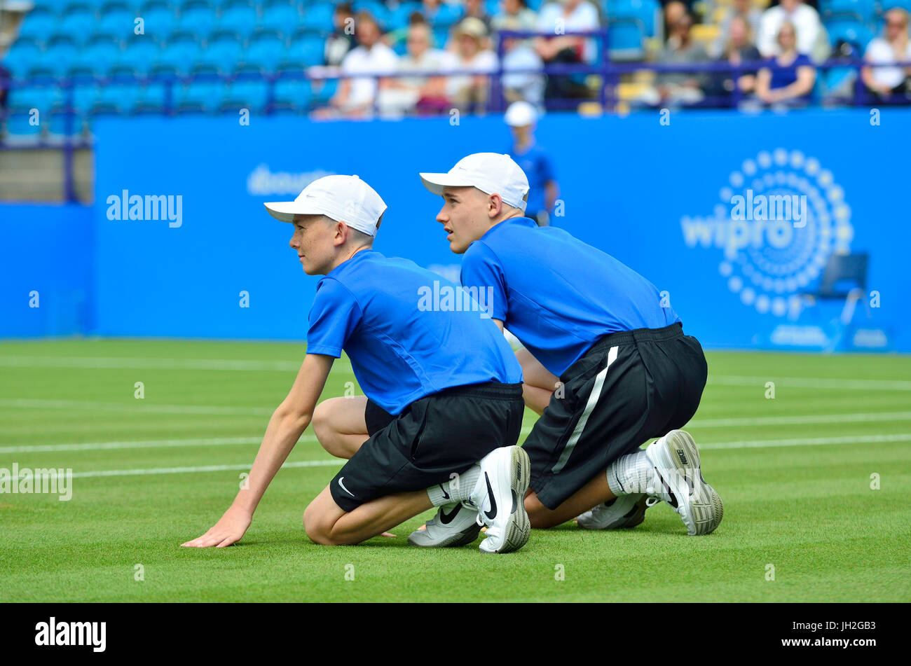 Ball boys on court during the Aegon International, Eastbourne 2017 ...