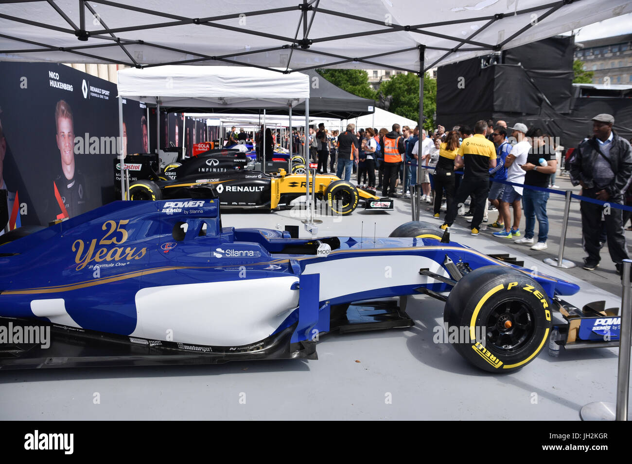 London, UK. 12th July 2017. Formula 1 Live London in Trafalgar Square ...