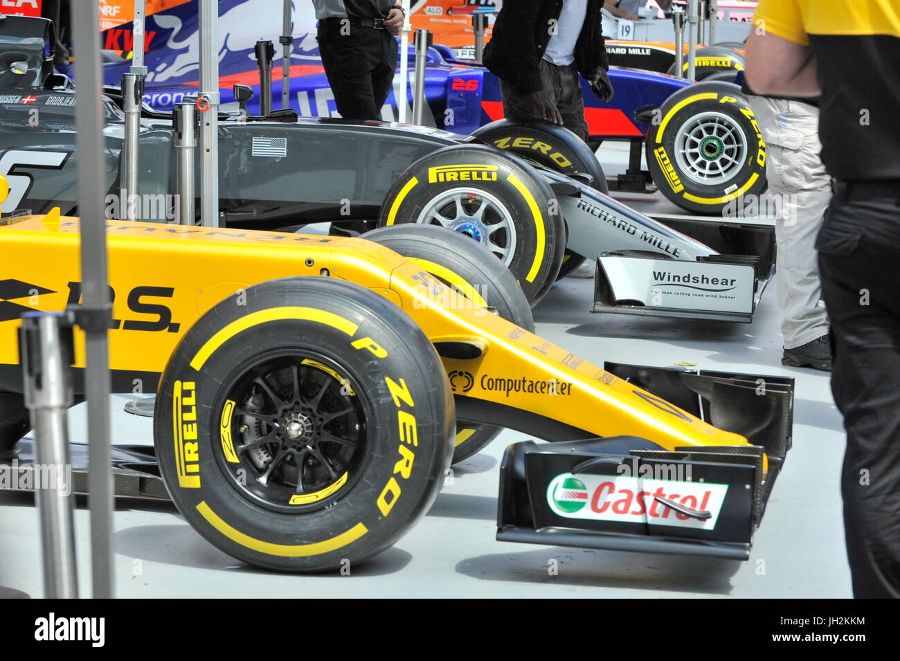 London, UK. 12 July 2017. Formula One cars on display. Formula One ...