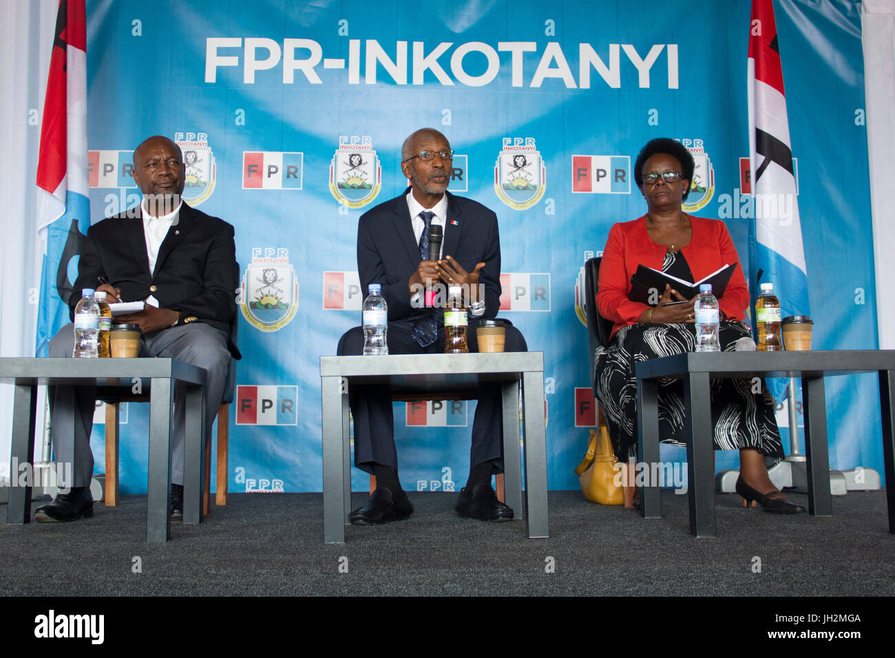 Kigali, Rwanda. 12th July, 2017. Francois Ngarambe (C), secretary ...