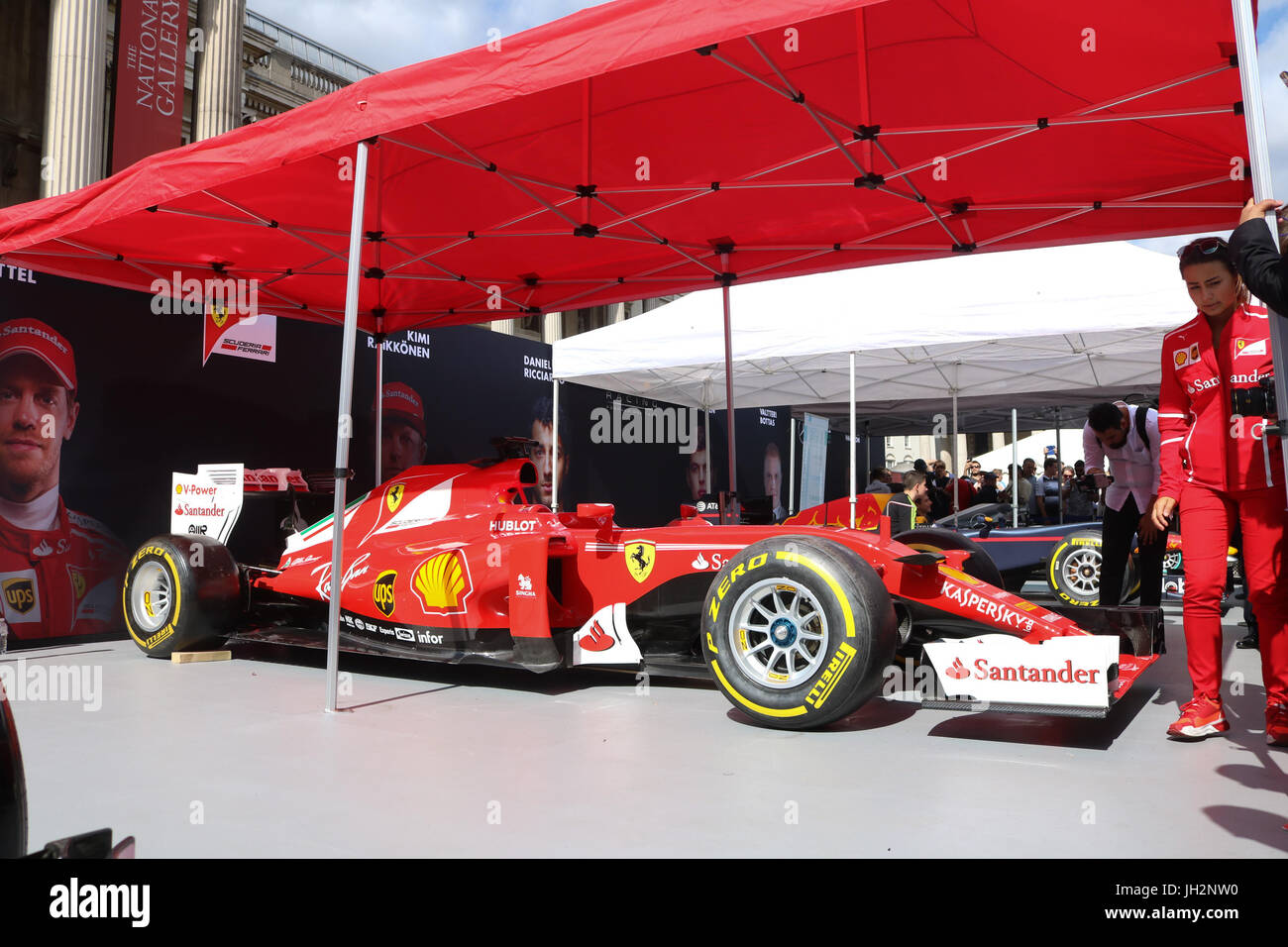 London, UK. 12th July, 2017. Formula 1 racing cars are on display for ...