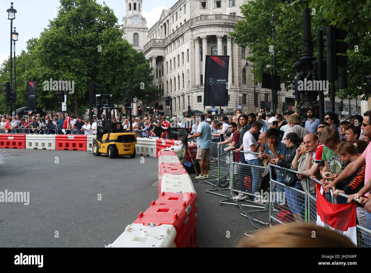 London, UK. 12th July, 2017. Formula 1 racing cars are on display for ...