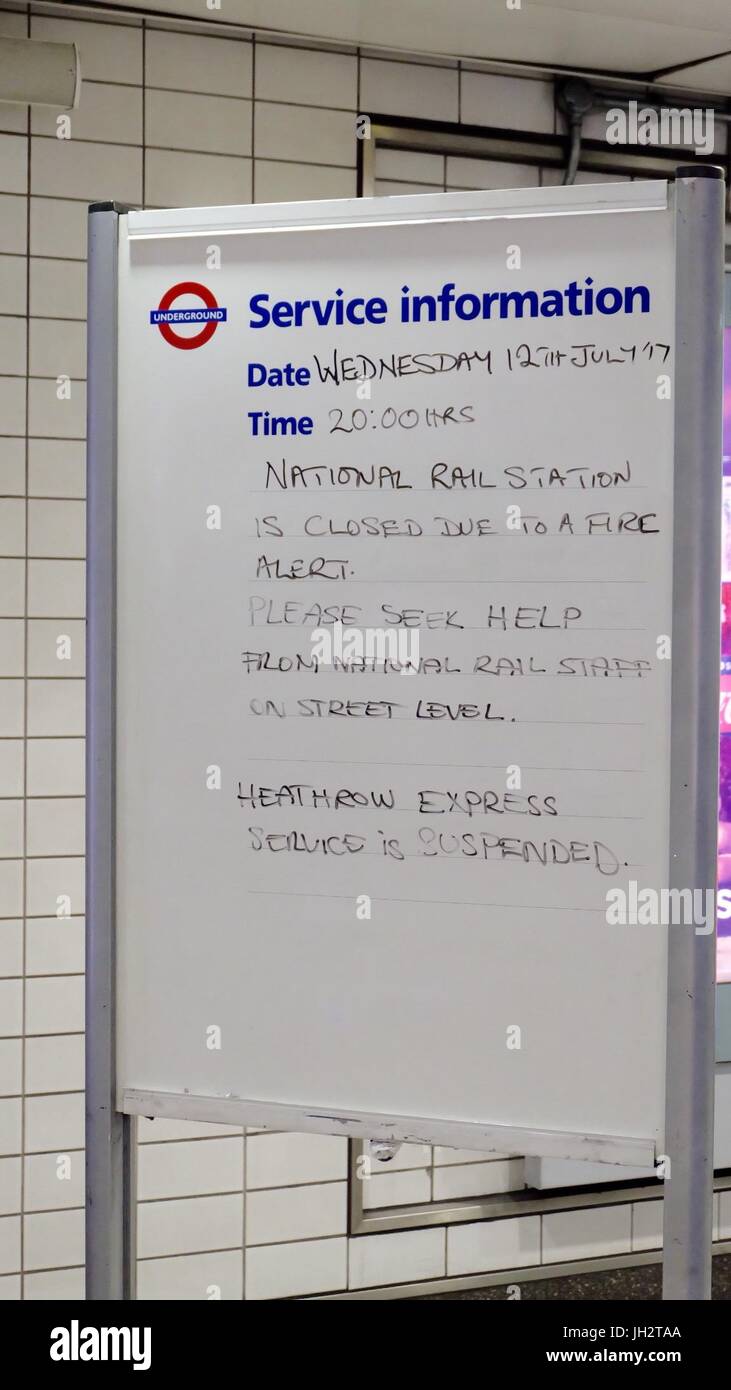 London underground notice board hi-res stock photography and images - Alamy