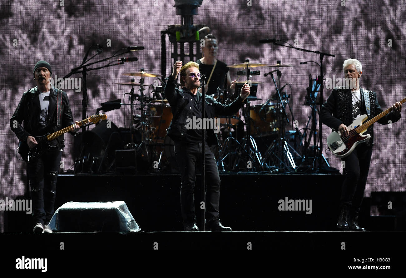 Berlin, Germany. 12th July, 2017. Musicians David Howell Evans (The ...