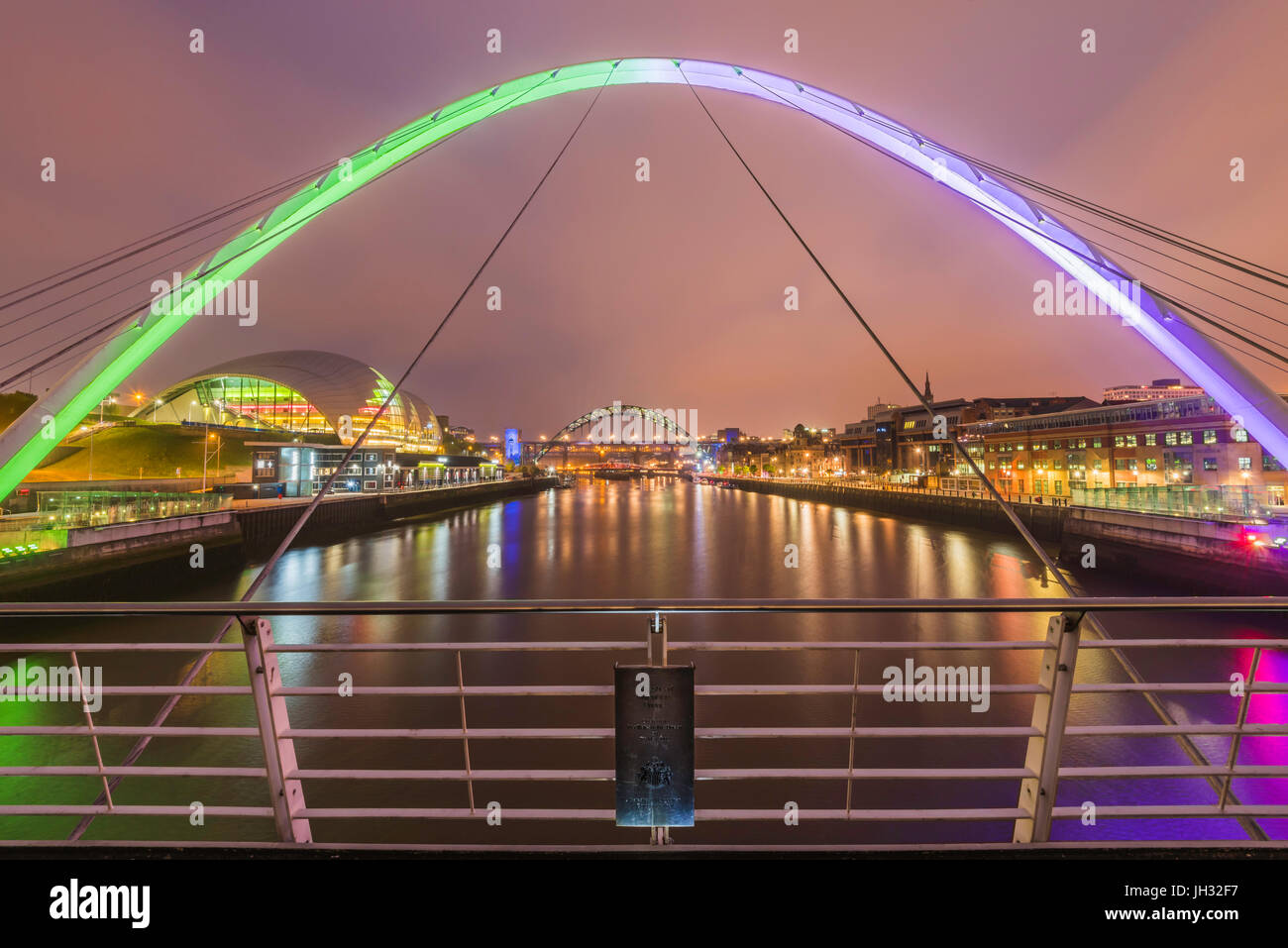 Gateshead Millennium Bridge over the River Tyne, a pedestrian and cycle ...