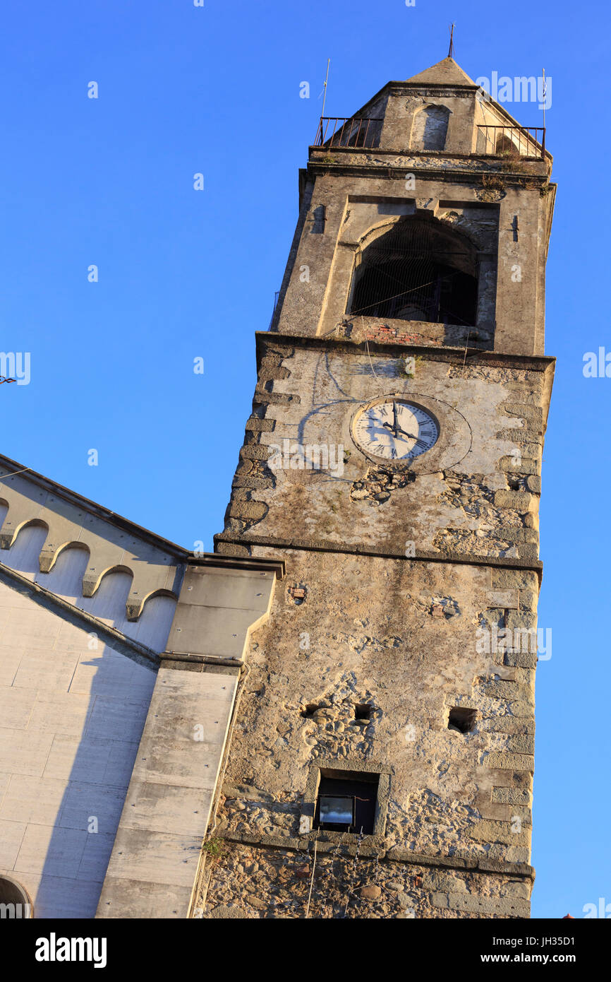 Medieval tower of a church details Stock Photo - Alamy