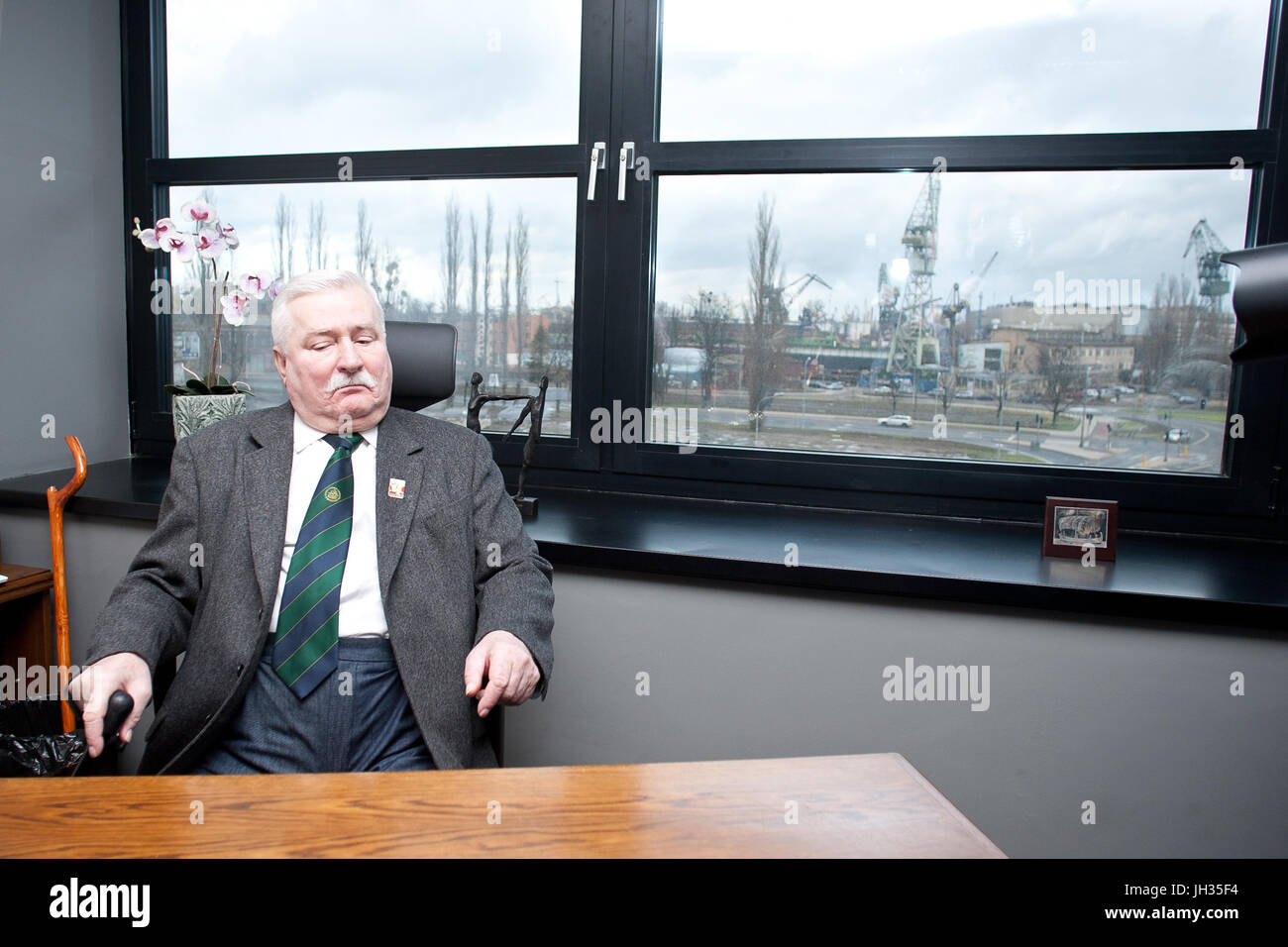 Former President of Poland Lech Walesa in his office in European ...