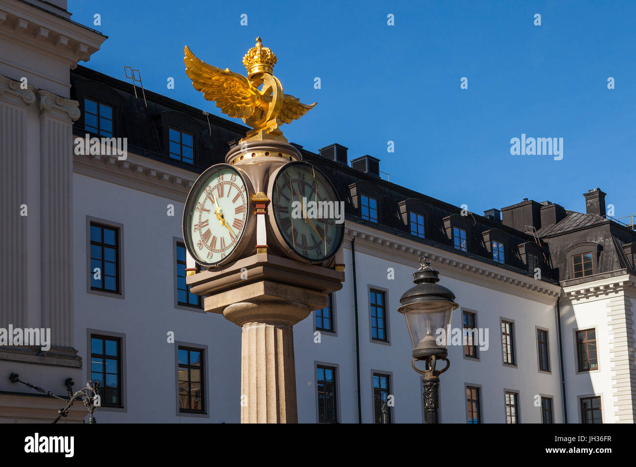 STOCKHOLM, SWEDEN - SEPTEMBER 20, 2016: Central Station clock, symbol ...