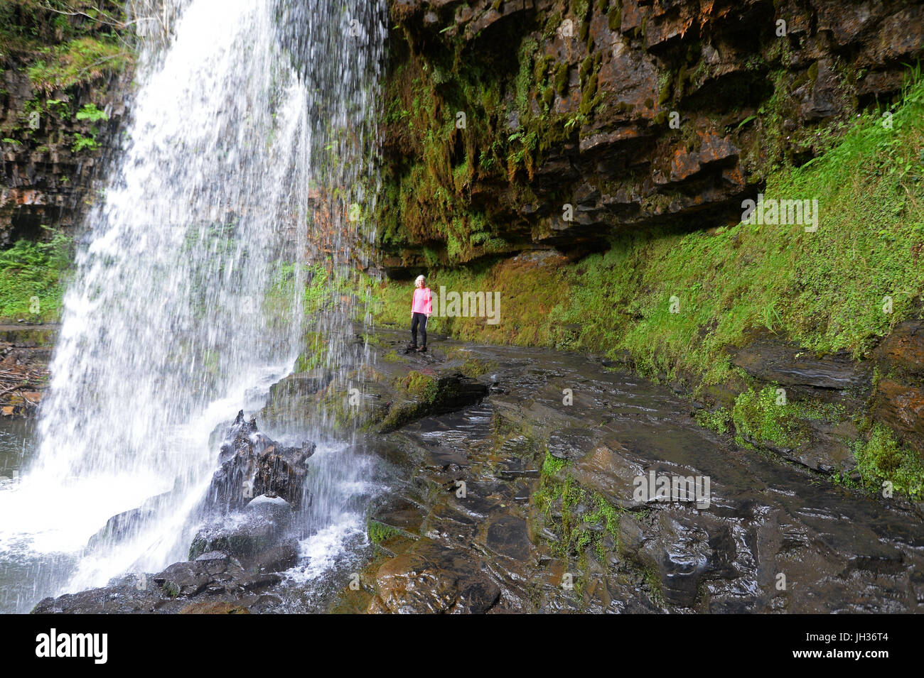 Sgwd yr Eira waterfall near Penderyn, Brecon Beacons, Walesw Stock Photo - Alamy