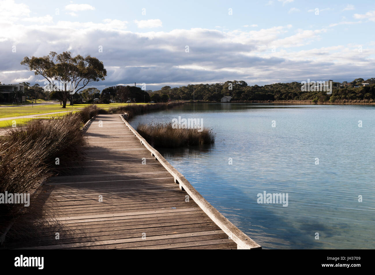 Estuarine lake and Boardwalk Anglesea on the Great Ocean Road, Victoria ...