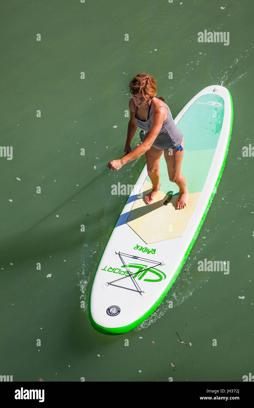 Woman paddle boarding river hi-res stock photography and images - Alamy
