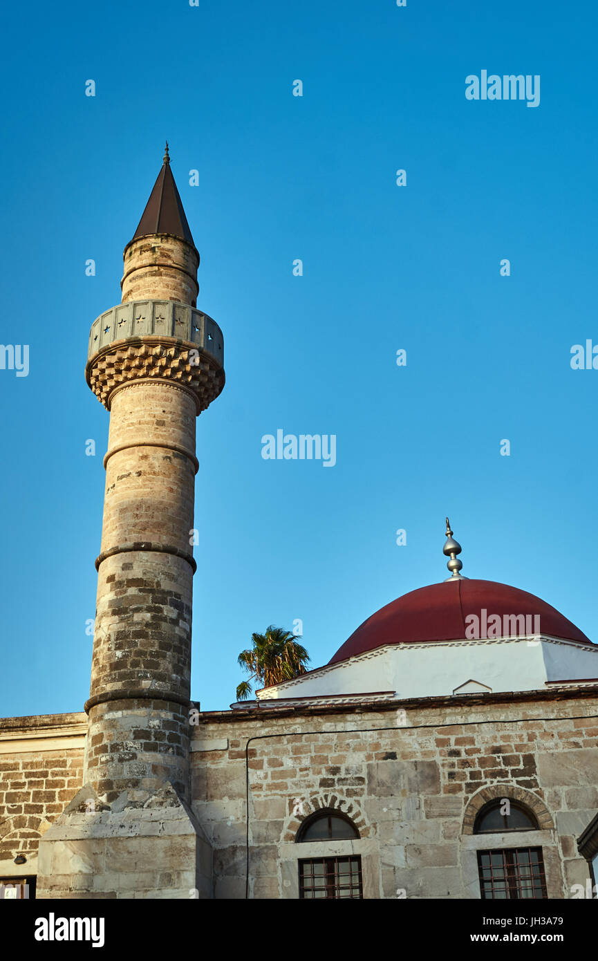 Turkish mosque with minaret in Kos in Greece Stock Photo - Alamy