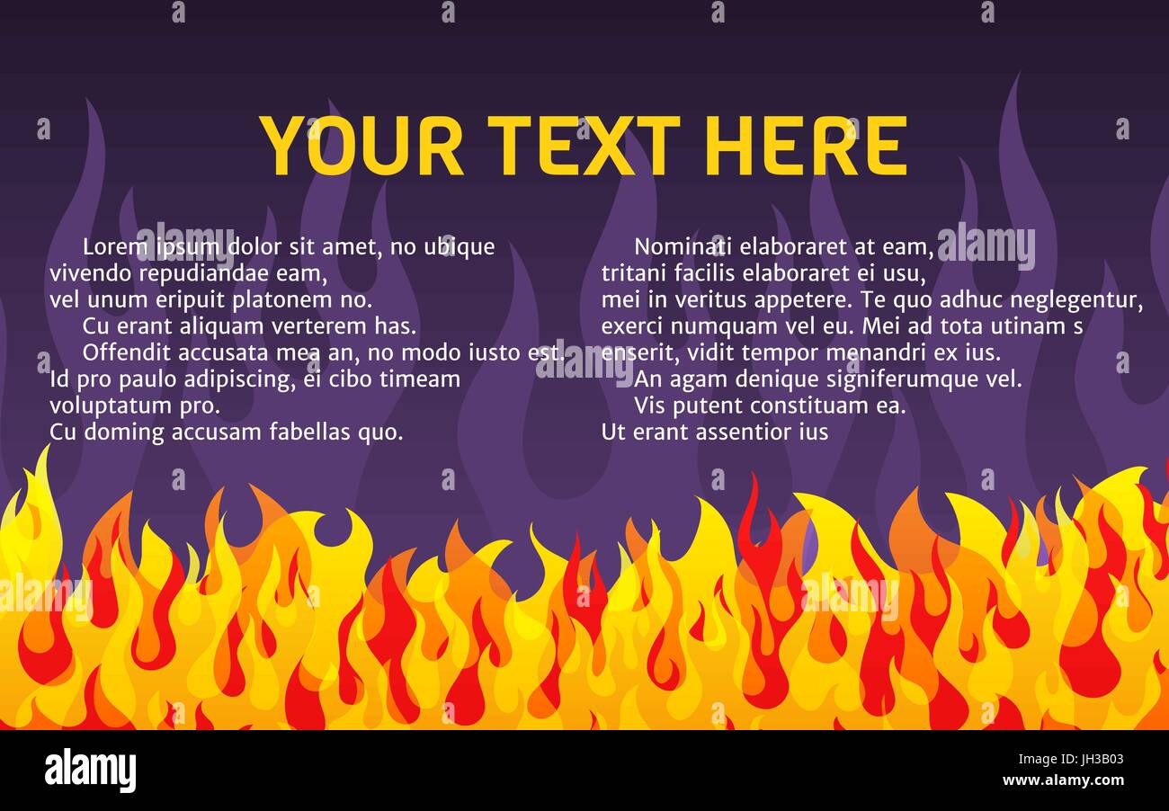 Burning fire, red and yellow flames layered vector background Stock ...