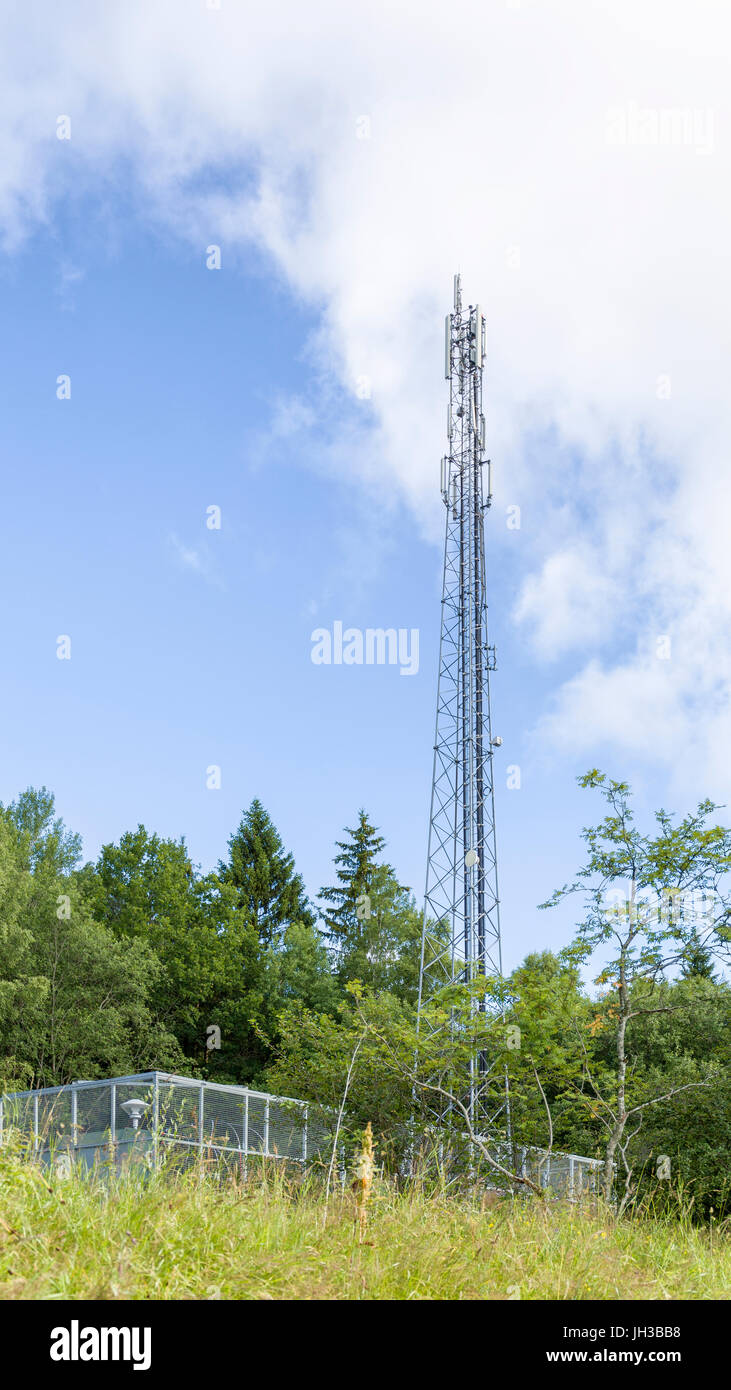 View of tall mobile phone mast / cell phone tower Model Release: No ...