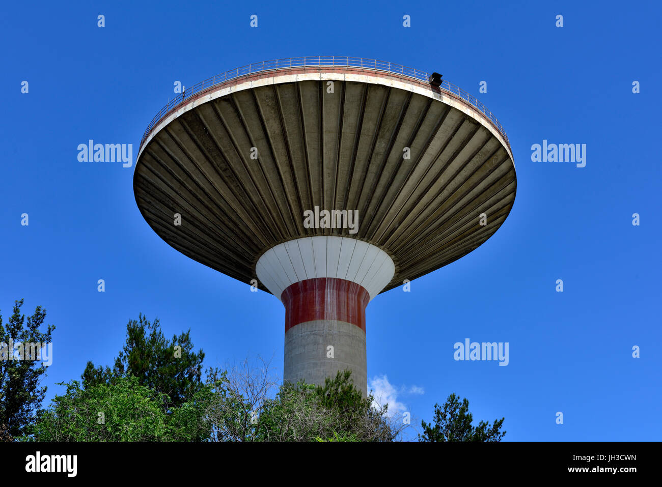 Saucer shaped concrete water tower in Latina in the Lazio region, in ...