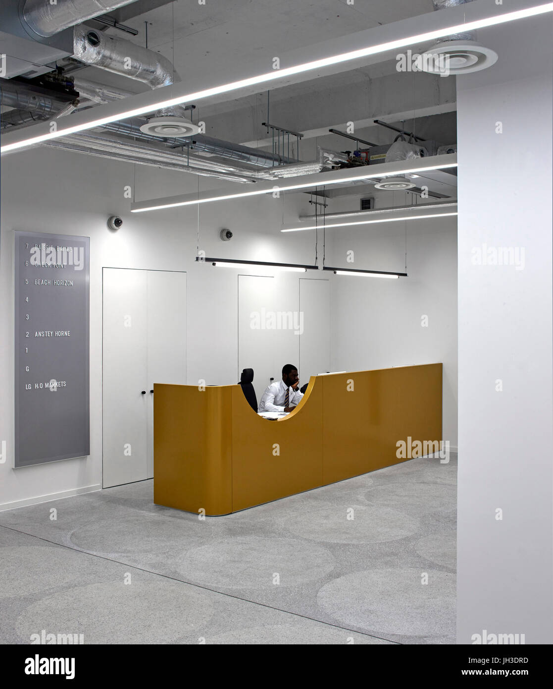 Reception area. Chiswell Street, London, United Kingdom. Architect: Ben ...