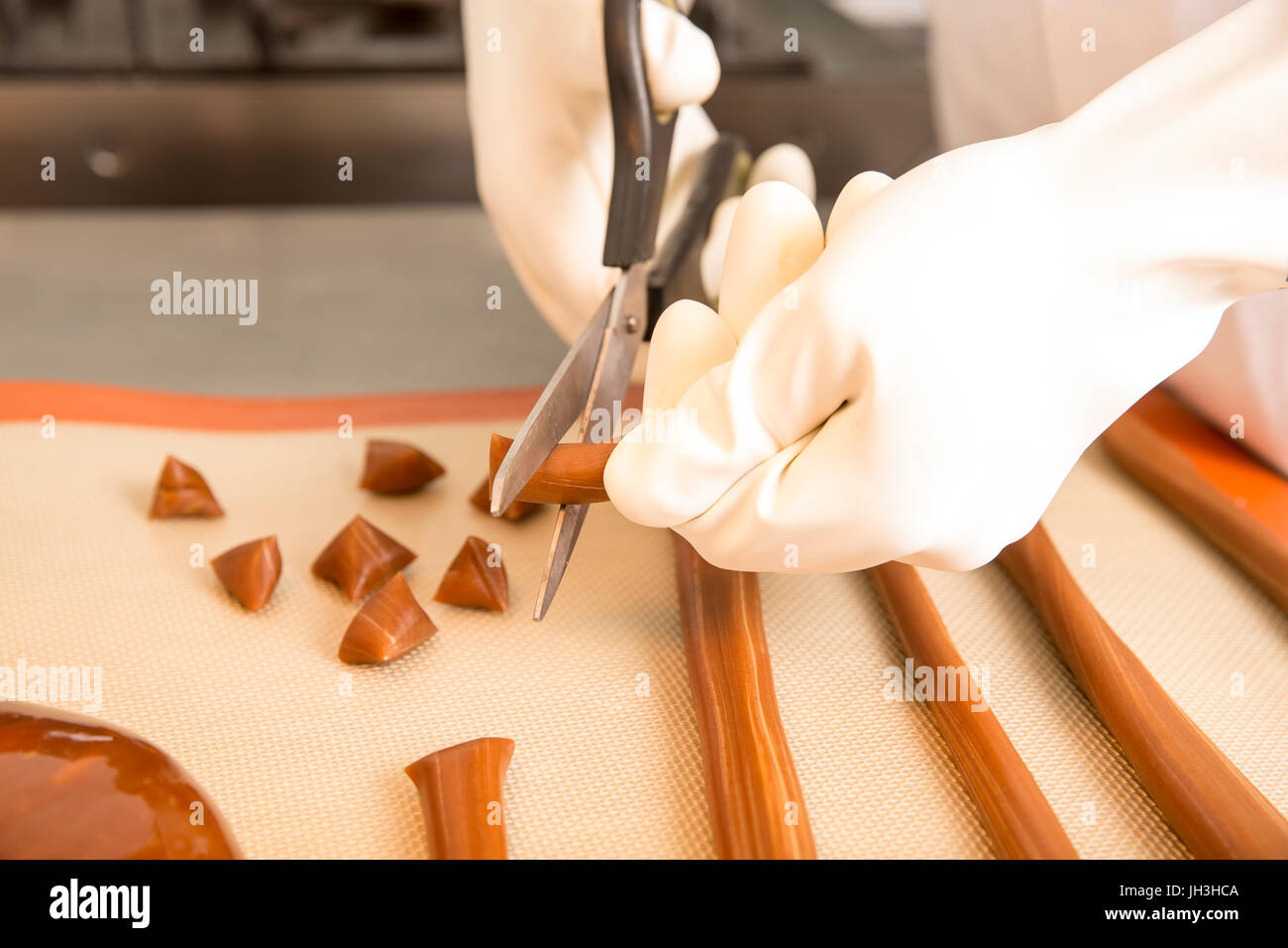 Artisanal production of caramel toffee sweets butterscotch candies ...