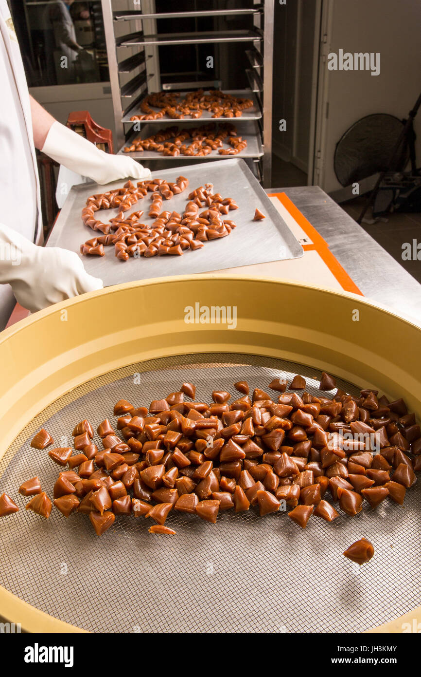 Artisanal production of caramel toffee sweets butterscotch candies ...