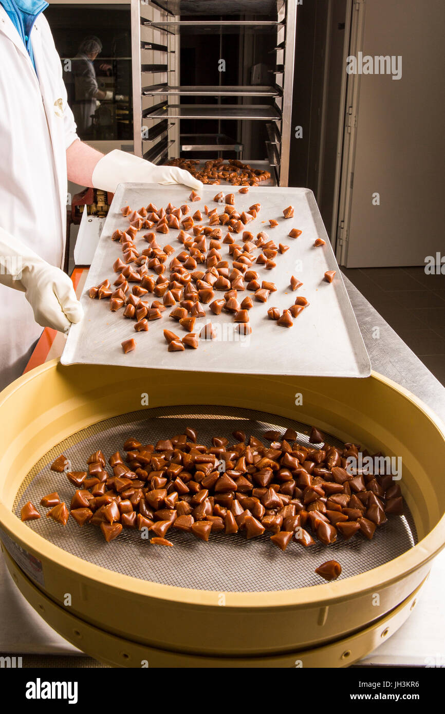 Artisanal production of caramel toffee sweets butterscotch candies ...