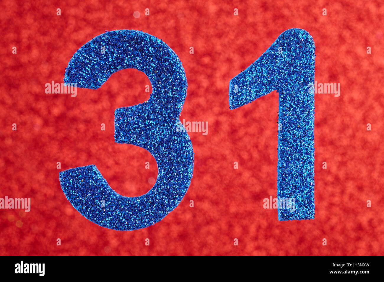 Number thirty-one blue color over a red background. Anniversary ...