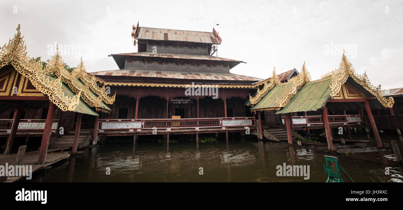 Inle Lake, Myanmar - Oct 6, 2011. Facade of Nga Phe Kyaung (Jumping ...