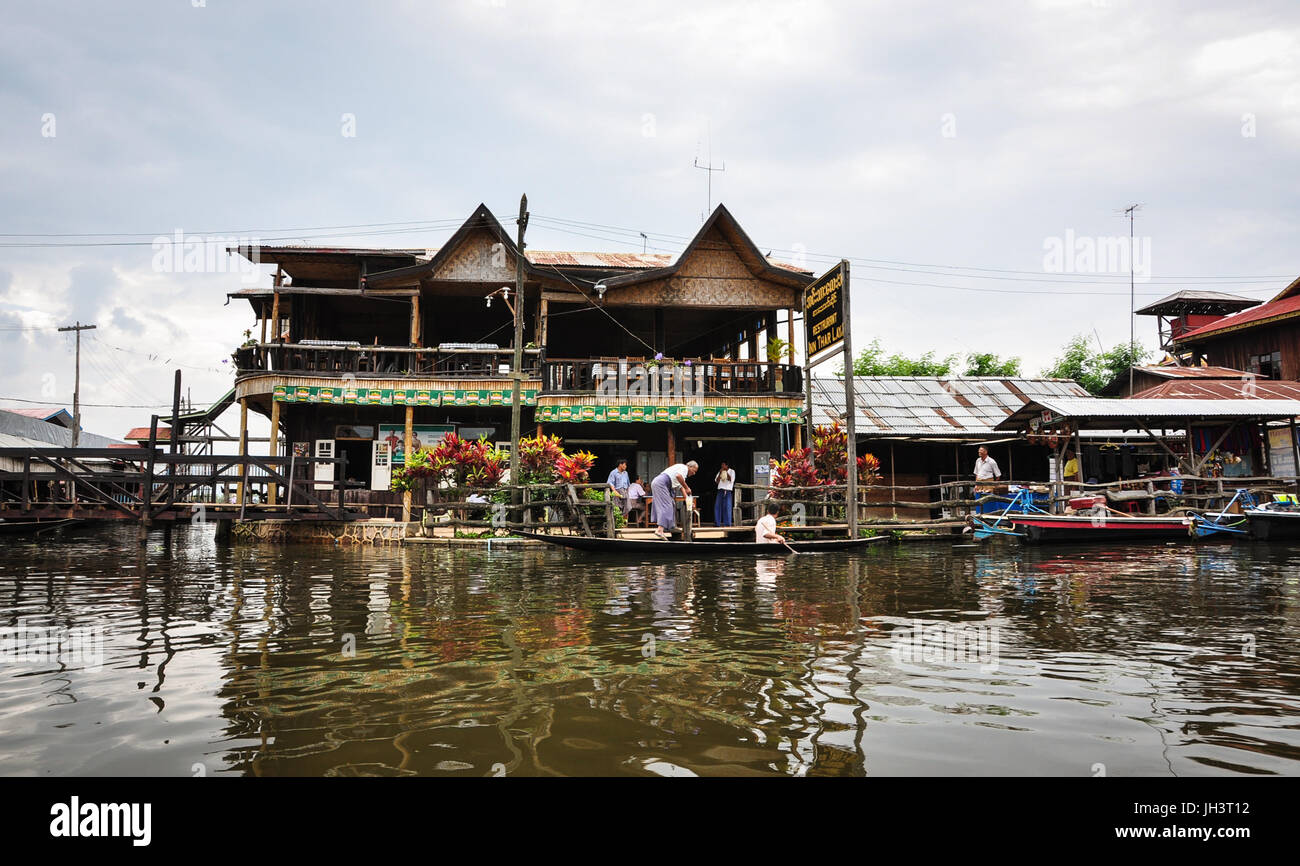 Shan, Myanmar - Oct 6, 2011. Traditional houses at floating village on ...