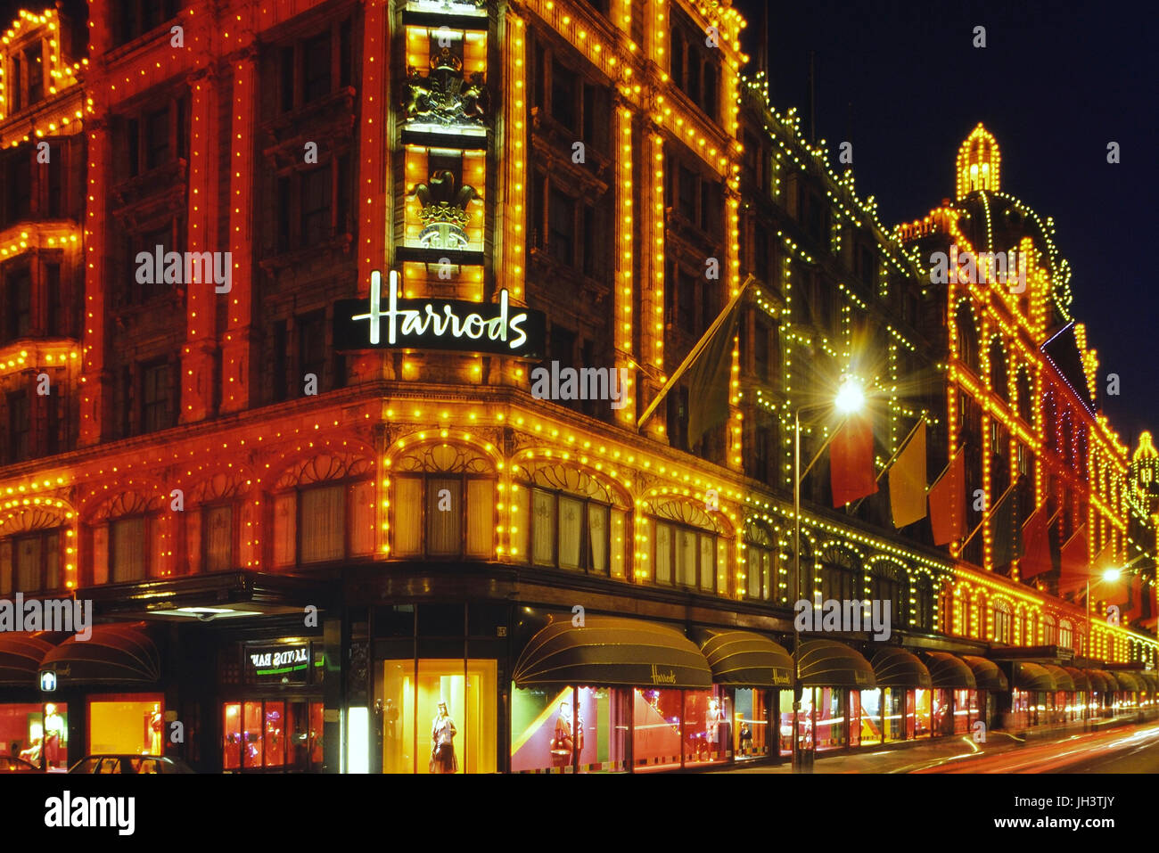 Harrods Christmas lights Knightsbridge, London, England, UK. Circa 1989 ...
