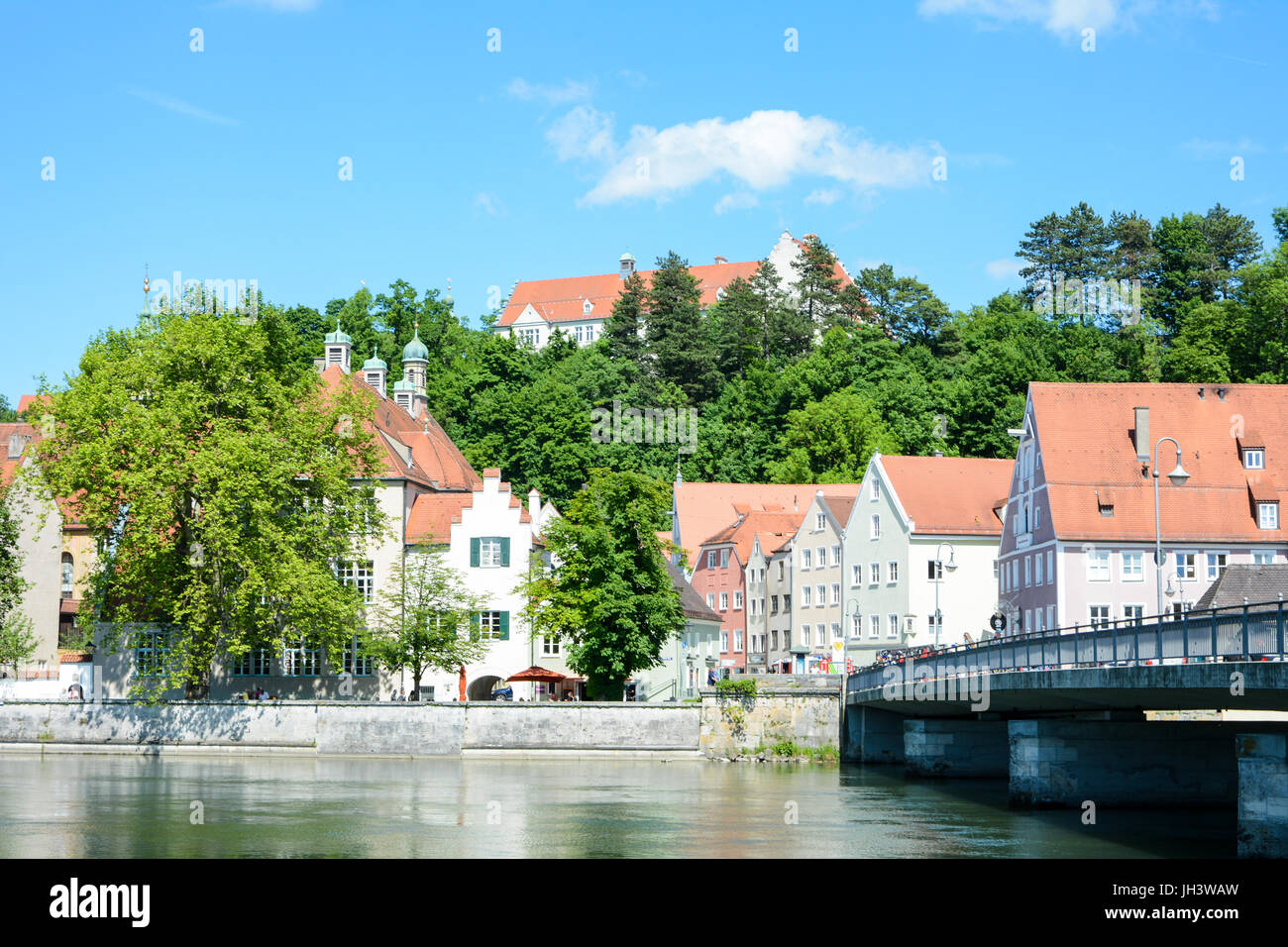 LANDSBERG AM LECH, GERMANY - JUNE 10: The river Lech at the historic ...