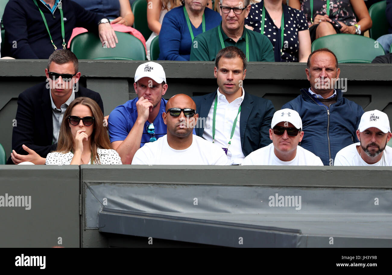 Andy Murray's player box of (front row left-right) Kim Murray, Shane ...