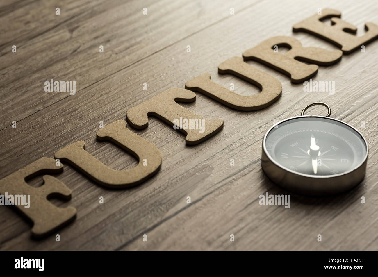 Word future assembled with alphabet letters and compass Stock Photo - Alamy