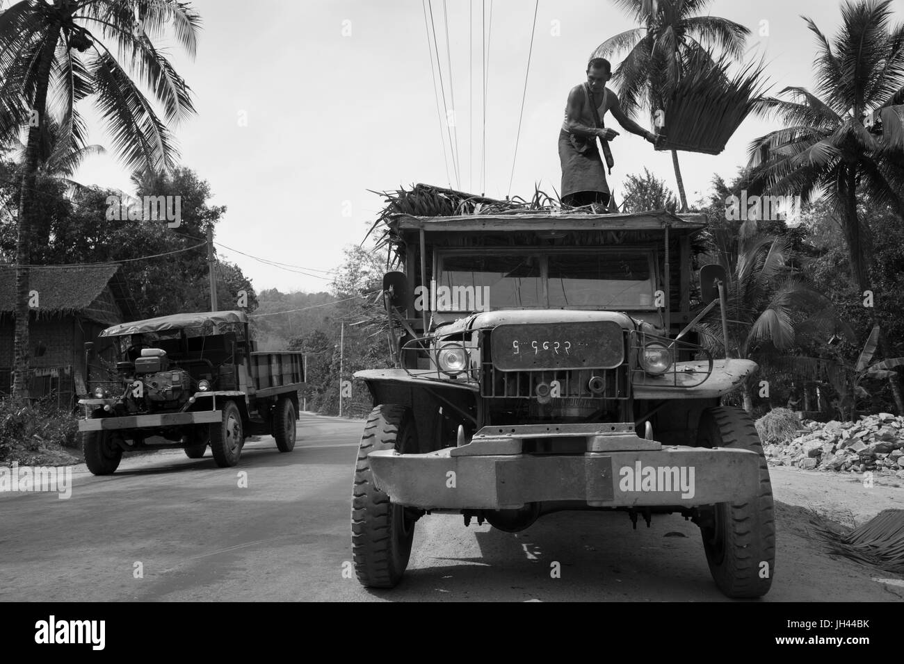Vintage truck still in widespread use today in Myanmar. Modified WW2 ex ...