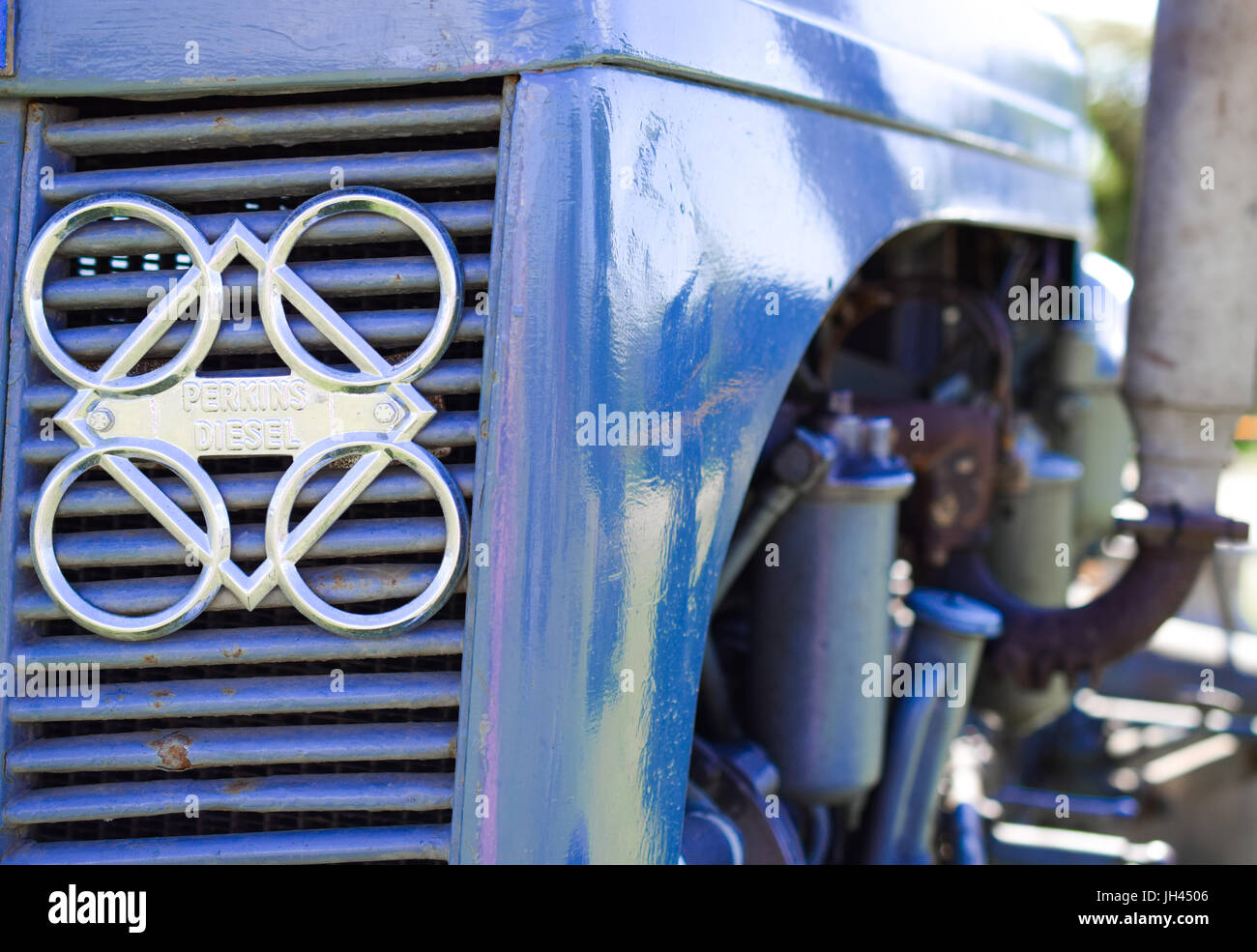 Perkins diesel badge on a tractor at Southern agricultural show Stock ...
