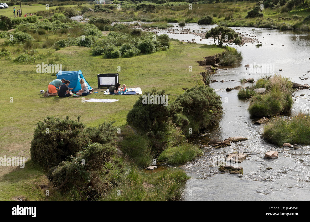 The River Plym in the Dartmoor National Park in Devon UK. Tourists ...