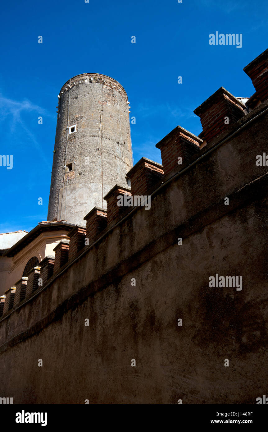 Round tower of Palazzo Ruspoli, Nemi, Lazio, Italy Stock Photo - Alamy
