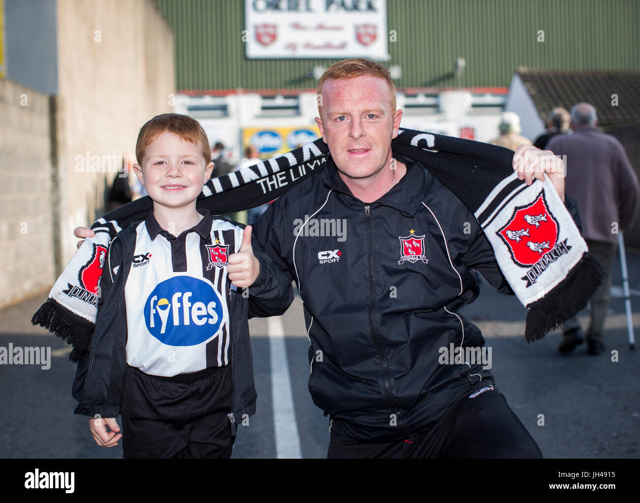 Dundalk fans Jamie O'Hagan (5) with his dad Eamonn O'Hagan before the ...