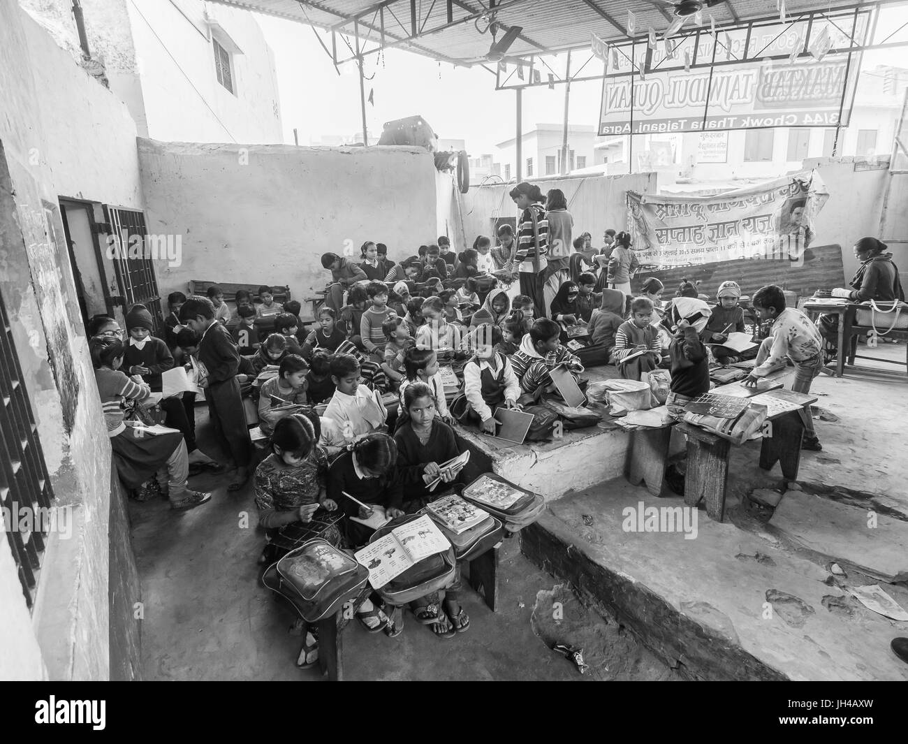 Agra, India - Circa January 2016 - Inside a primary school in India ...