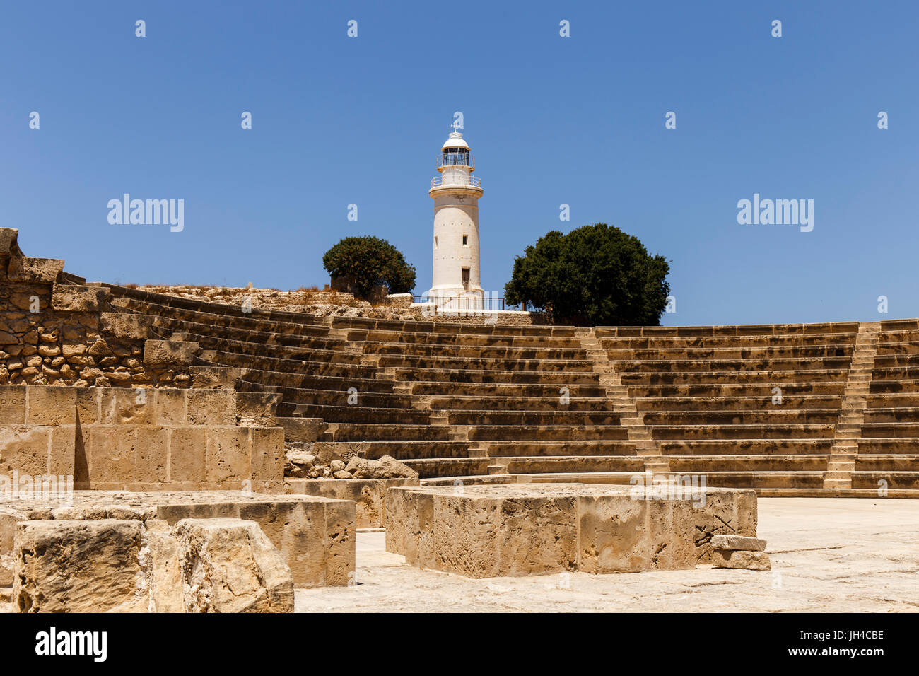 Amphitheatre and Lighthouse Paphos Cyprus Stock Photo - Alamy