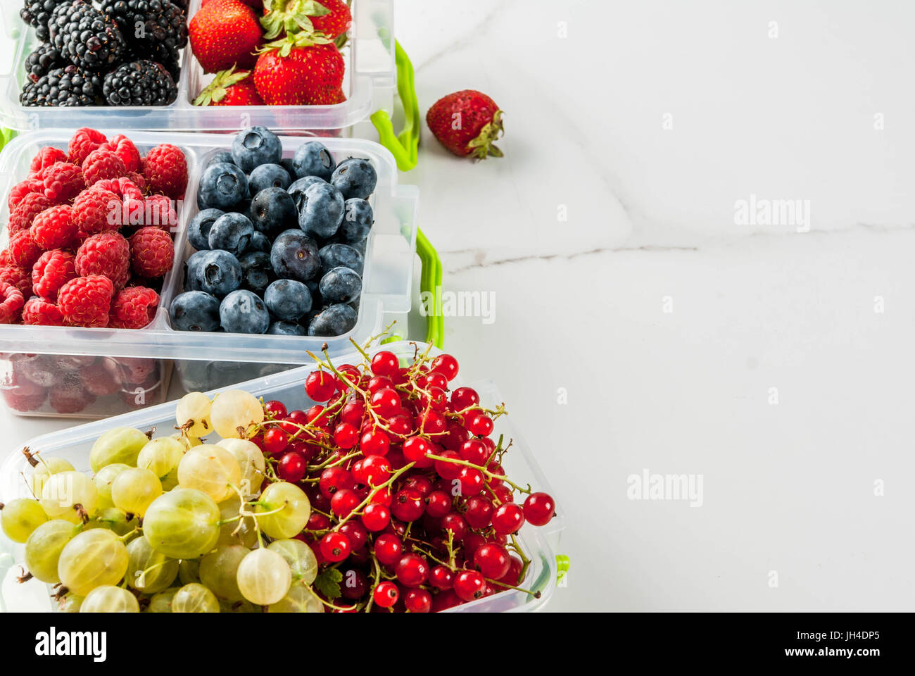 Summer fruit and berries. 6 types of raw organic farmer berries ...