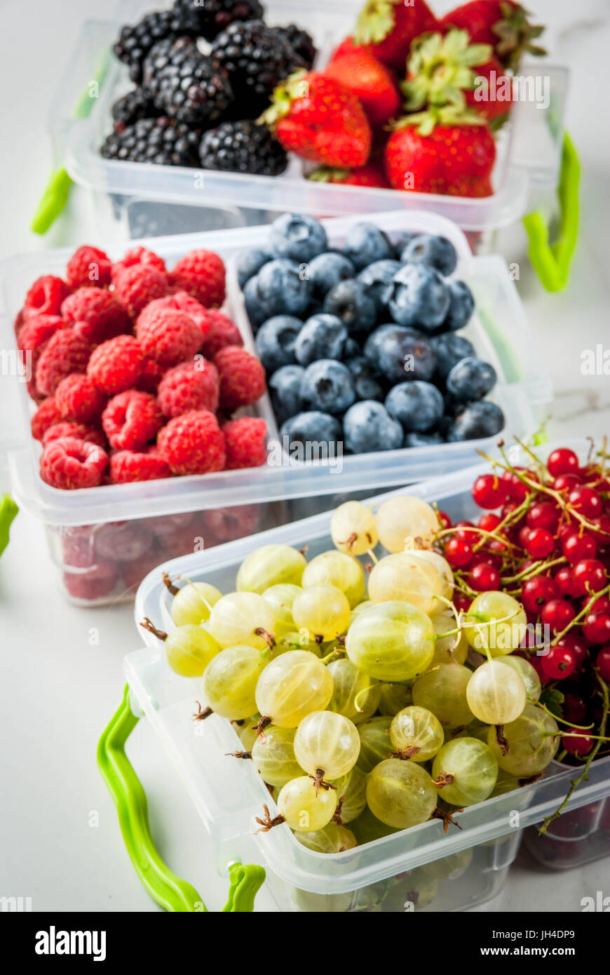 Summer fruit and berries. 6 types of raw organic farmer berries ...