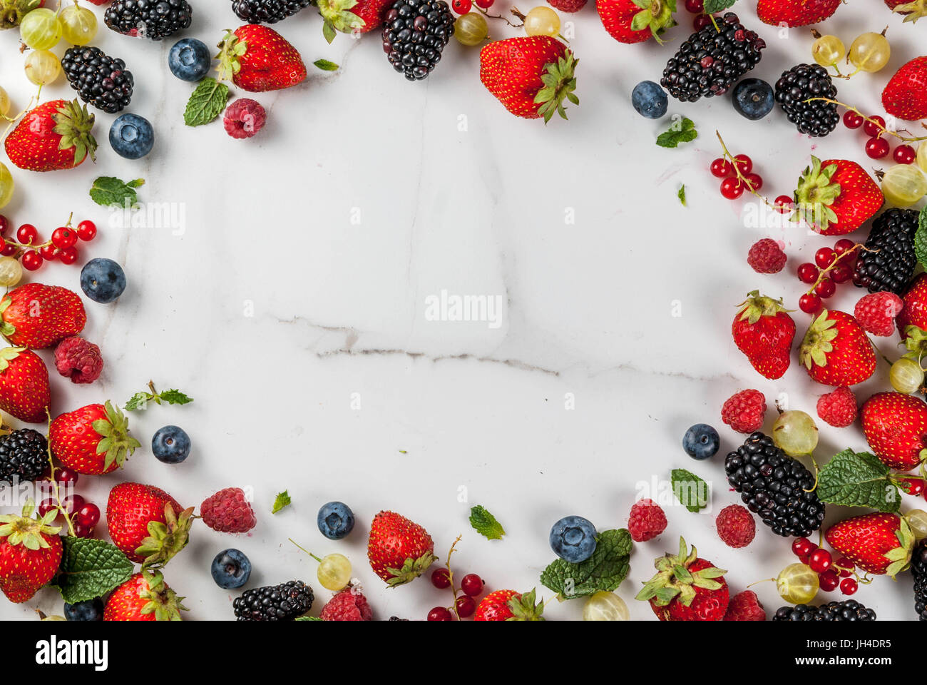 Summer fruit and berries. 6 types of raw organic farmer berries ...