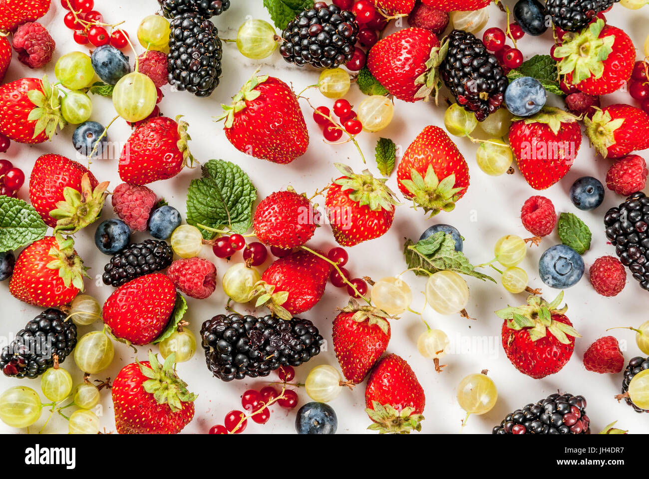 Summer fruit and berries. 6 types of raw organic farmer berries ...