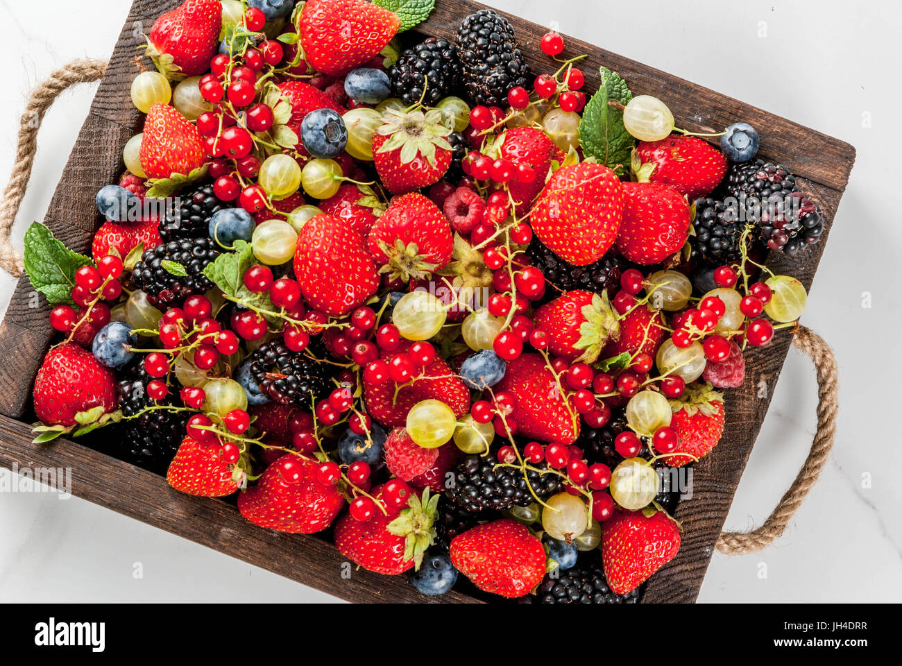 Summer fruit and berries. 6 types of raw organic farmer berries ...