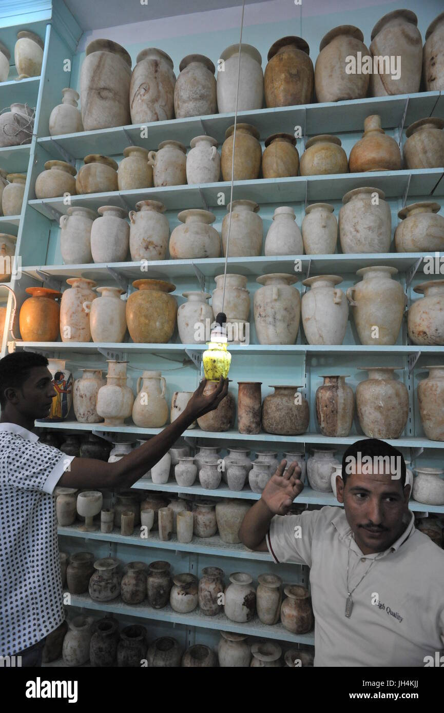 Egyption Alabaster Craftsman making pots for tourists Stock Photo - Alamy