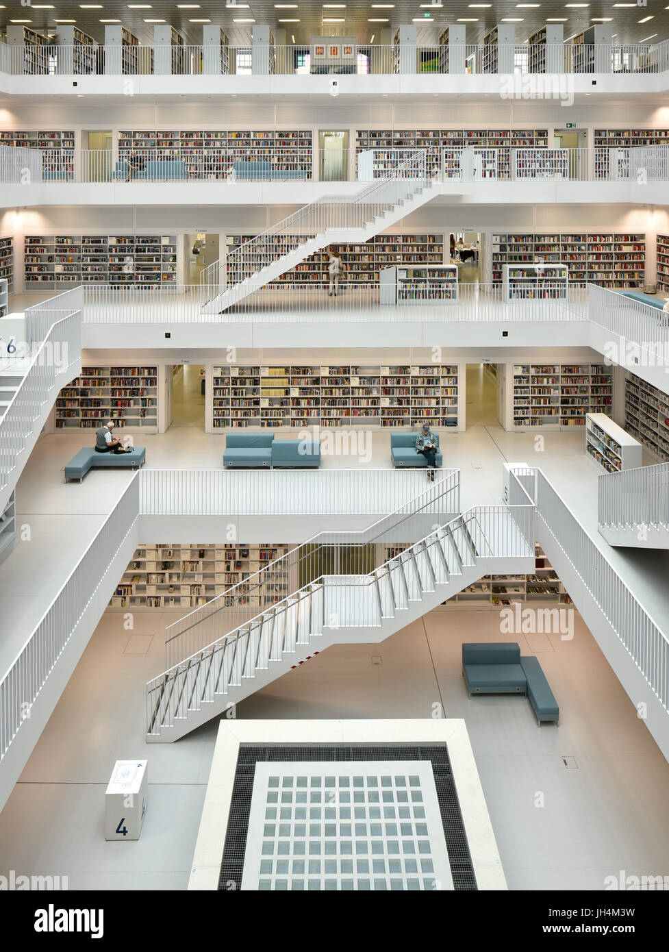Gallery with stairs, public library, architect Eun Young Yi, Stuttgart ...