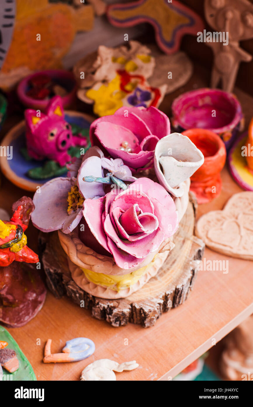 Set of cute animals made from modeling clay by children Stock Photo - Alamy