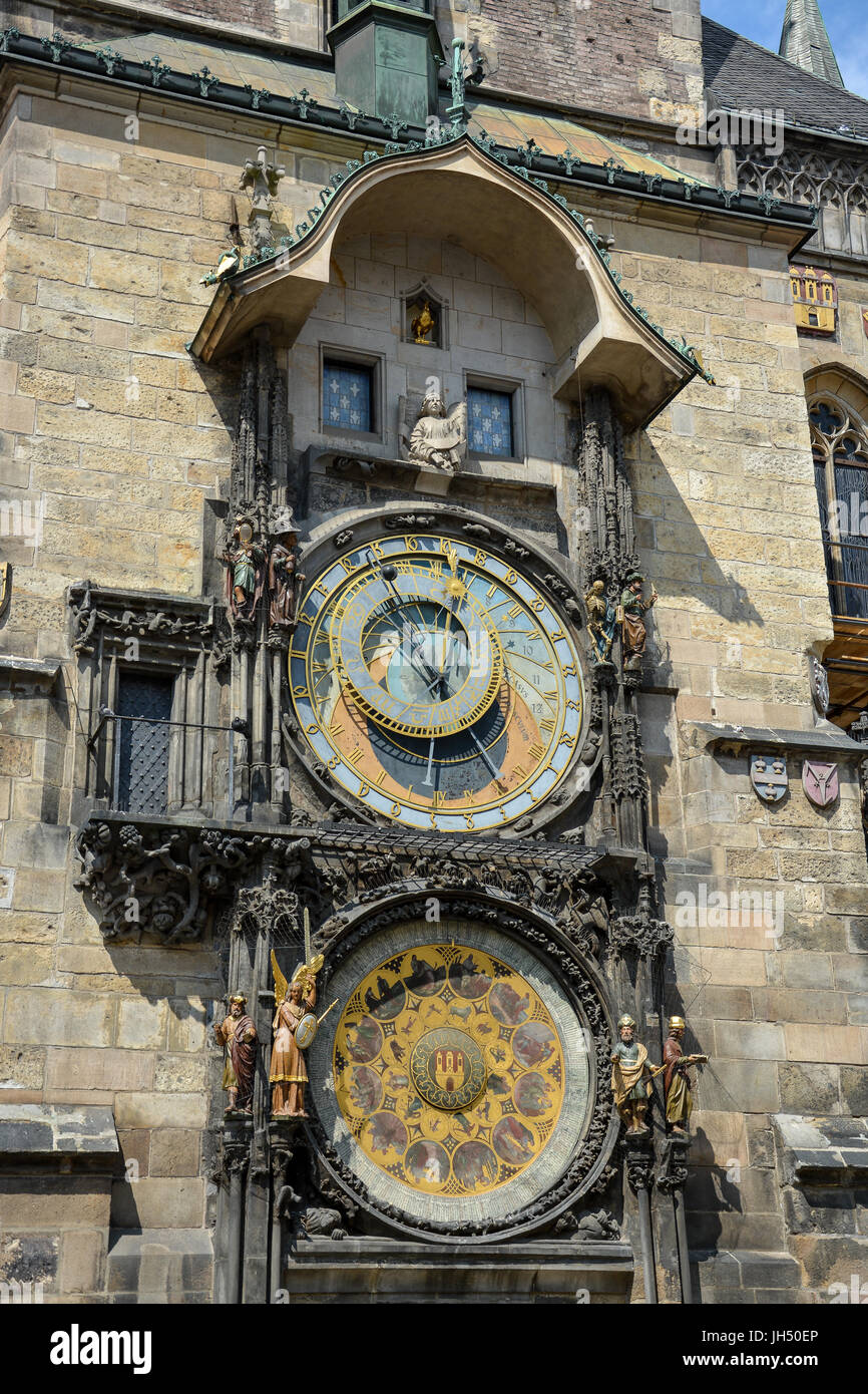 The astronomical clock at the town hall of Prague, Czech Republic in ...