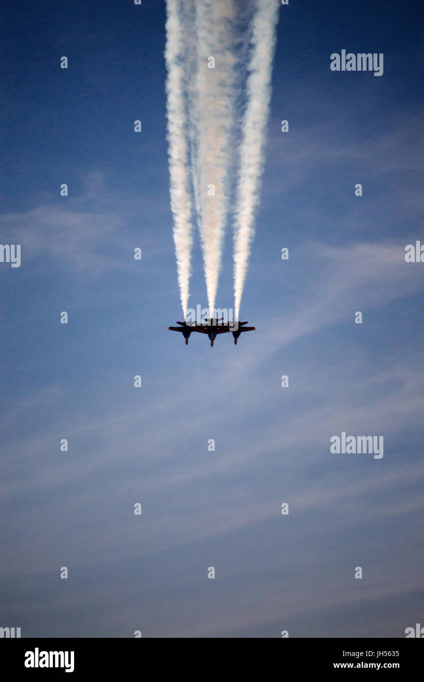 Three blue angel jets flying over their home base in Florida Stock ...