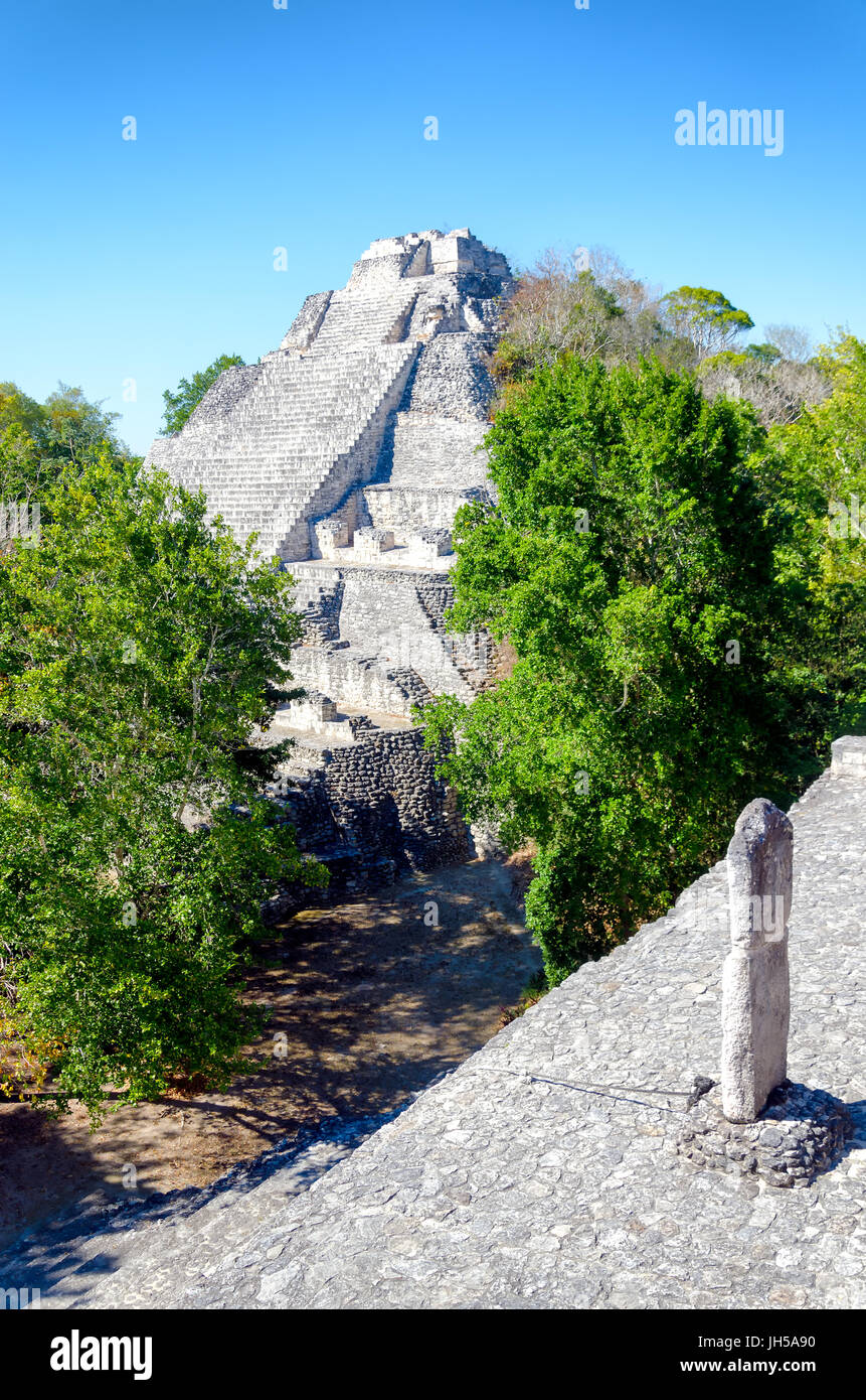 Vertical view fo Becan ruins of Mayan Indians in Campeche, Mexico Stock ...