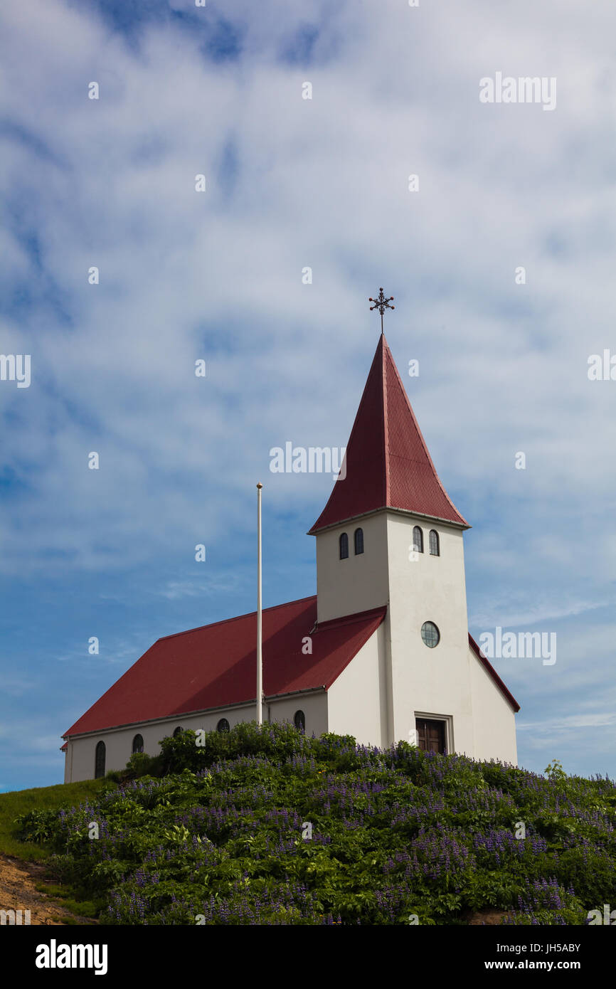 Church in the small coastal community of Vik in Iceland Stock Photo - Alamy